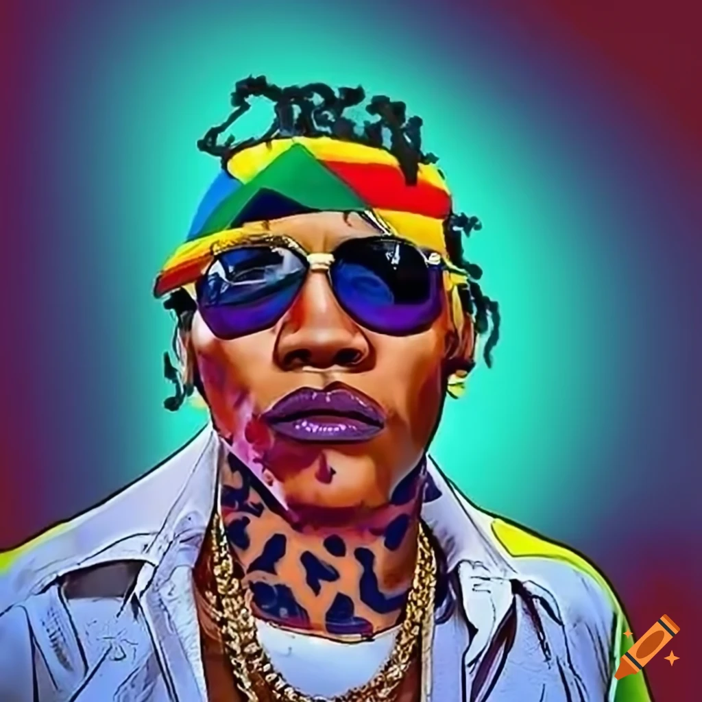 Vybz kartel in jamaican colors on Craiyon