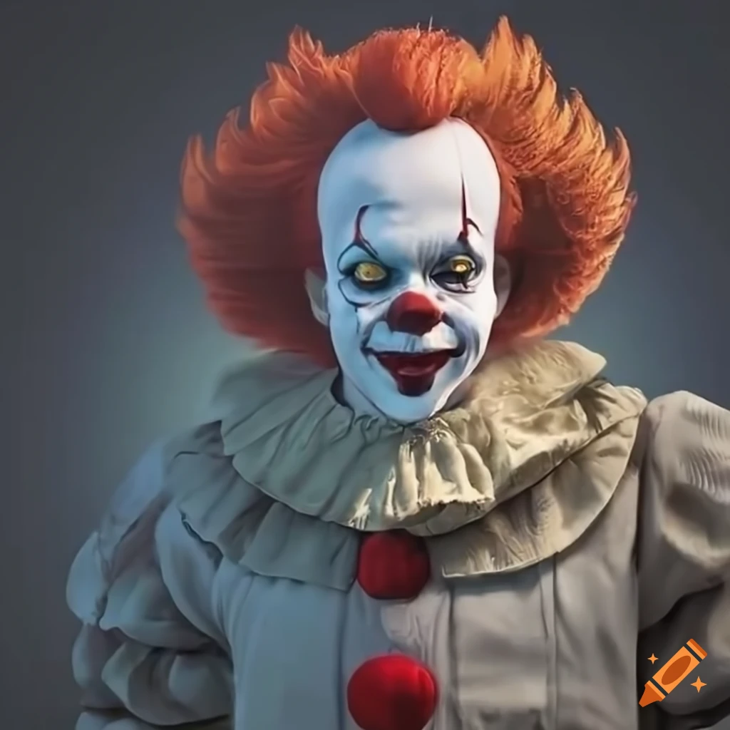 Caricature of Pennywise as a clown inspired by Ronald McDonald on Craiyon