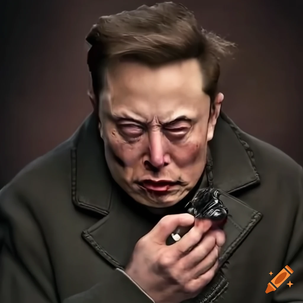 Satirical depiction of comrade elon musk feeding an old, senile trump ...