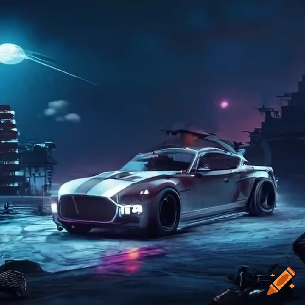 Custom weaponized and armored ford mustang with cyberpunk upgrades in a ...