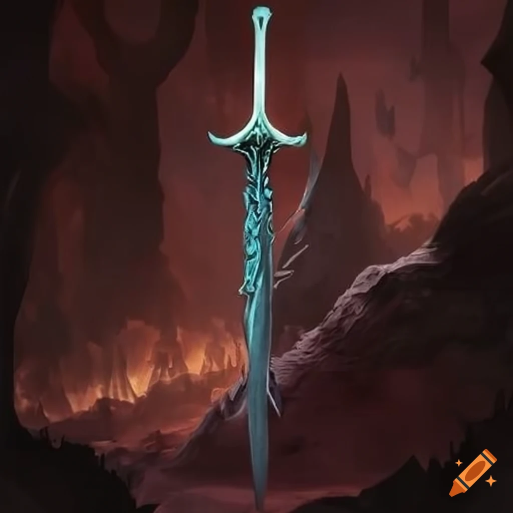Eldritch epic fantasy longsword with intricate serrations on Craiyon