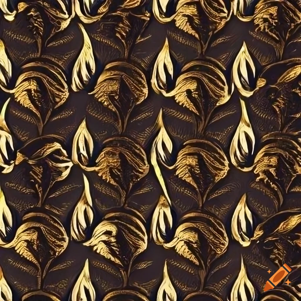 Seamless leaf pattern in gold, bronze, and silver on Craiyon