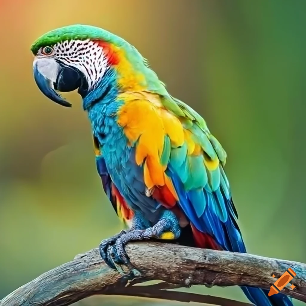 Close-up of colorful macaw parrot in a jungle setting on Craiyon