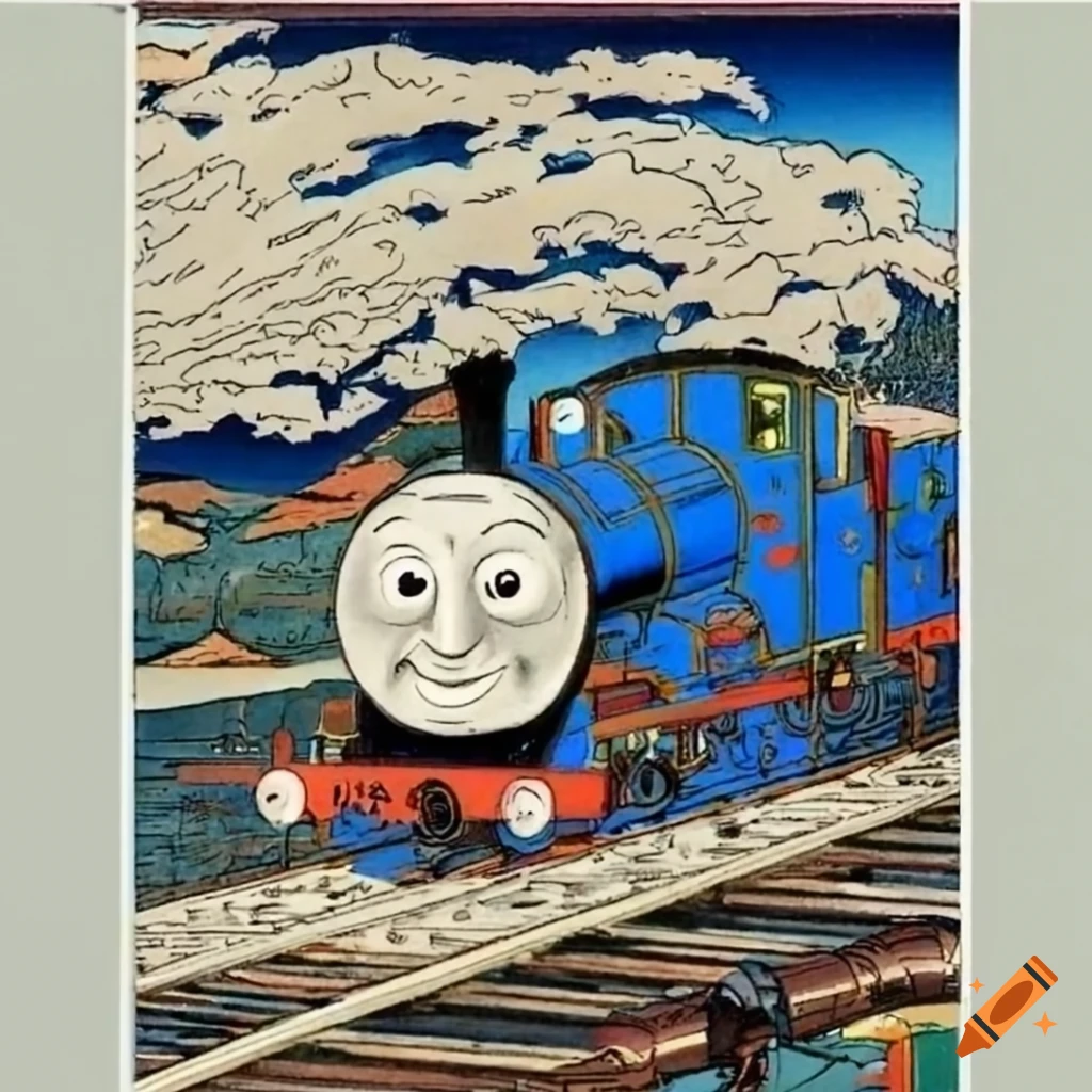 Edward the Blue Engine in Ukiyo-e style on Craiyon