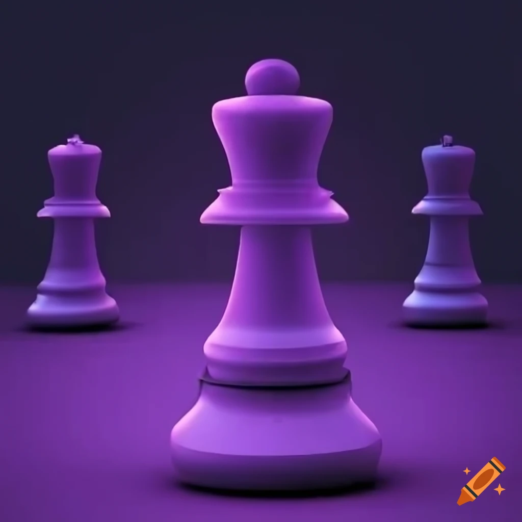 Clashing chess pieces with purple effect on Craiyon