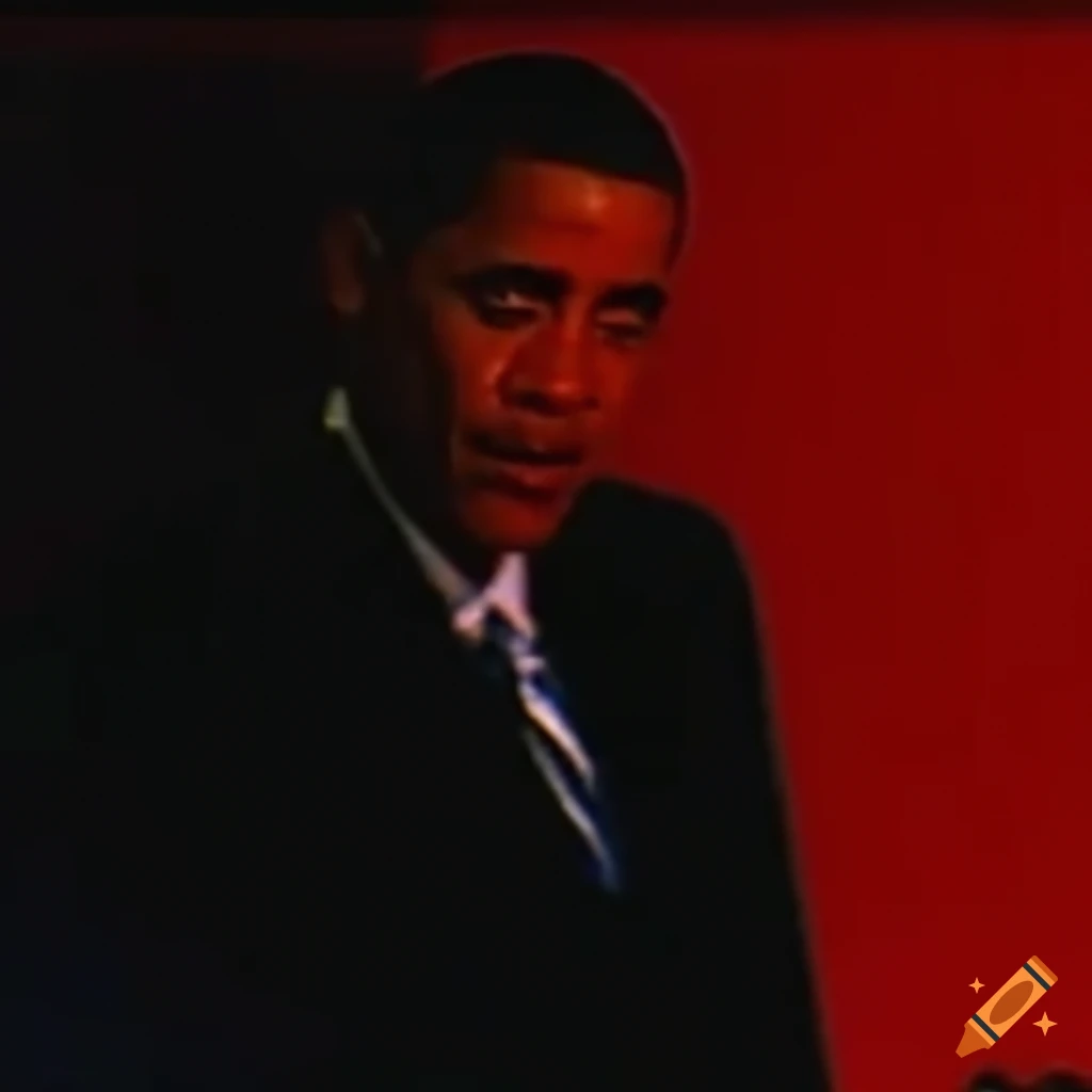 Barack Obama with upset facial expression under red lights in VHS ...