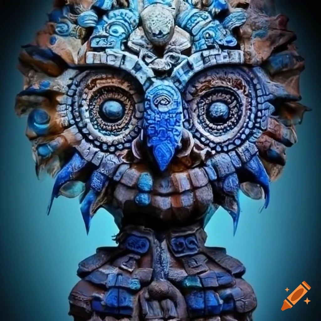 Intricate aztec sculpture of tzeentch in owl form on Craiyon