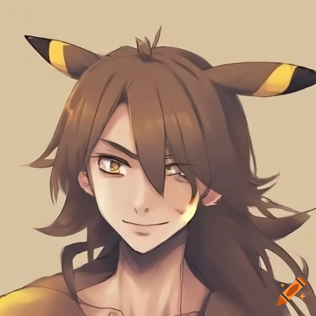 Custom anime-style male Pikachu character with long brown hair for a ...