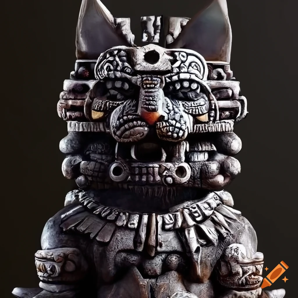 Intricate Aztec sculpture of Slaannesh in cat form on Craiyon