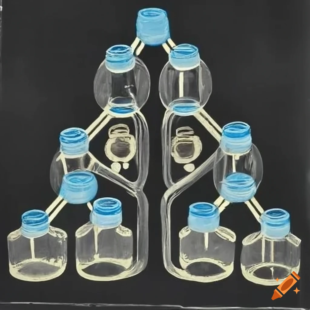 Diagram of the kabbalistic tree of life with test tubes and a container ...