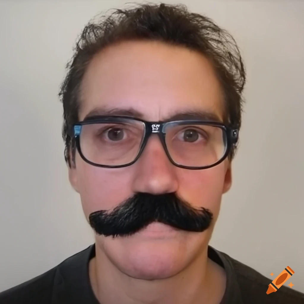 Portrait of a man with black mustache and serious expression on Craiyon