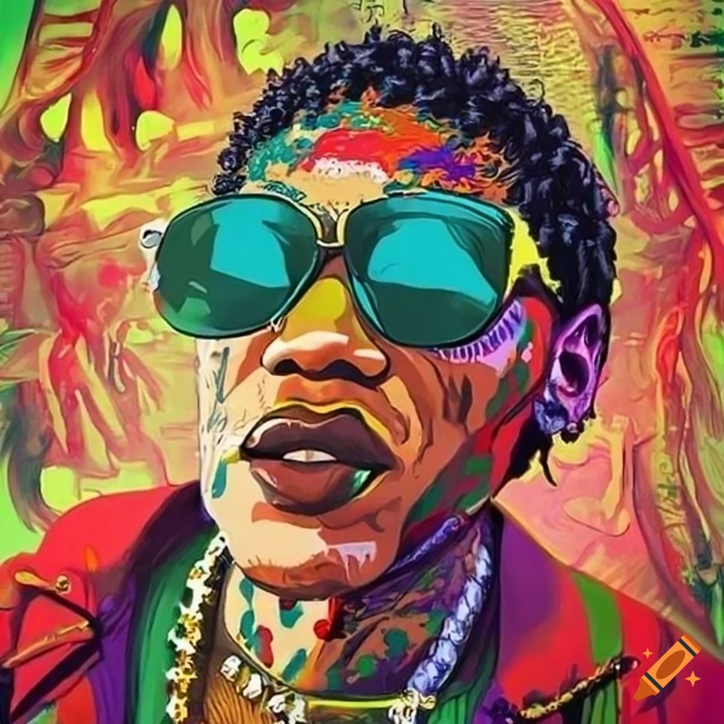 Artistic portrayal of reggae artist Vybz Kartel on Craiyon