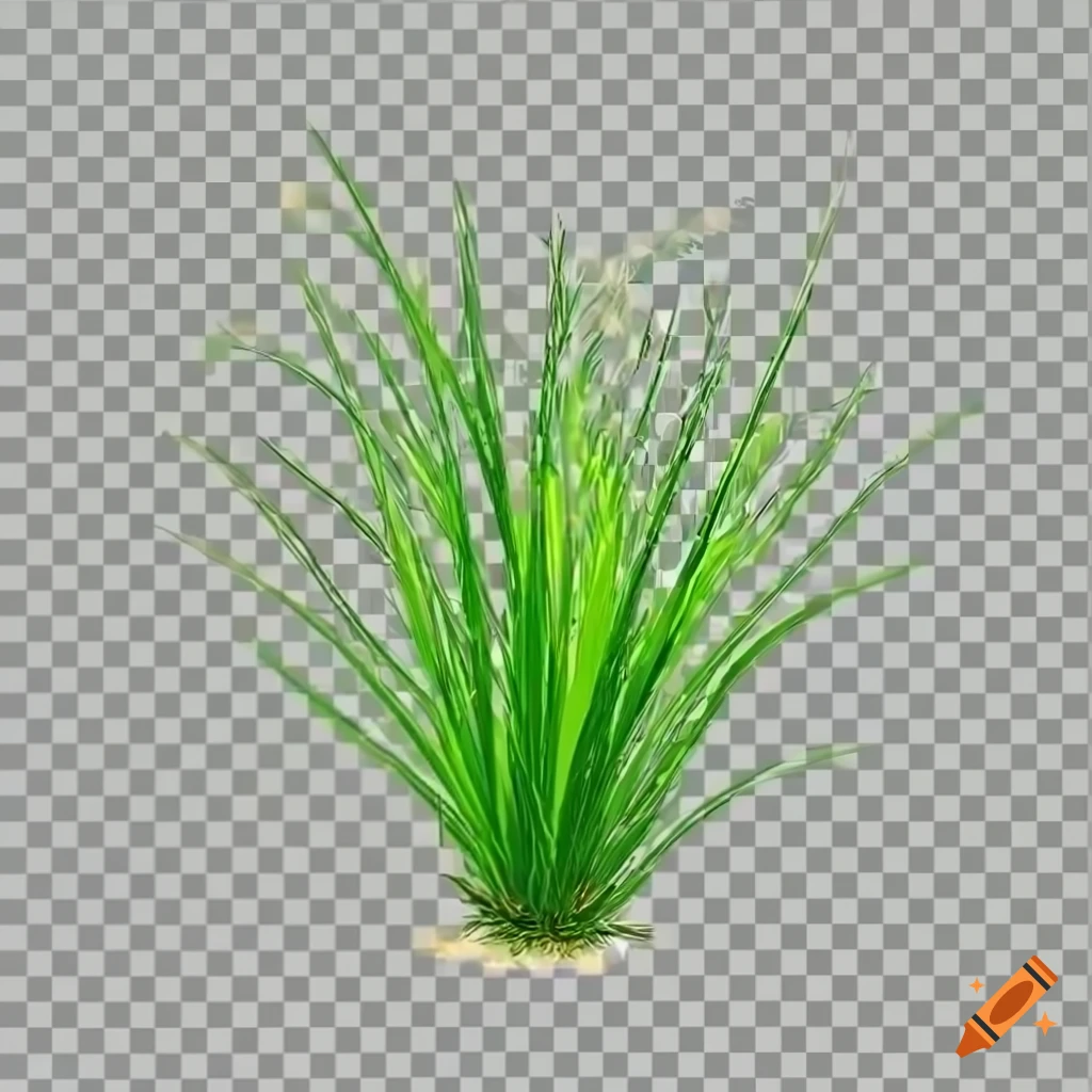 Anime-style grass bunch on transparent background with varied color and ...