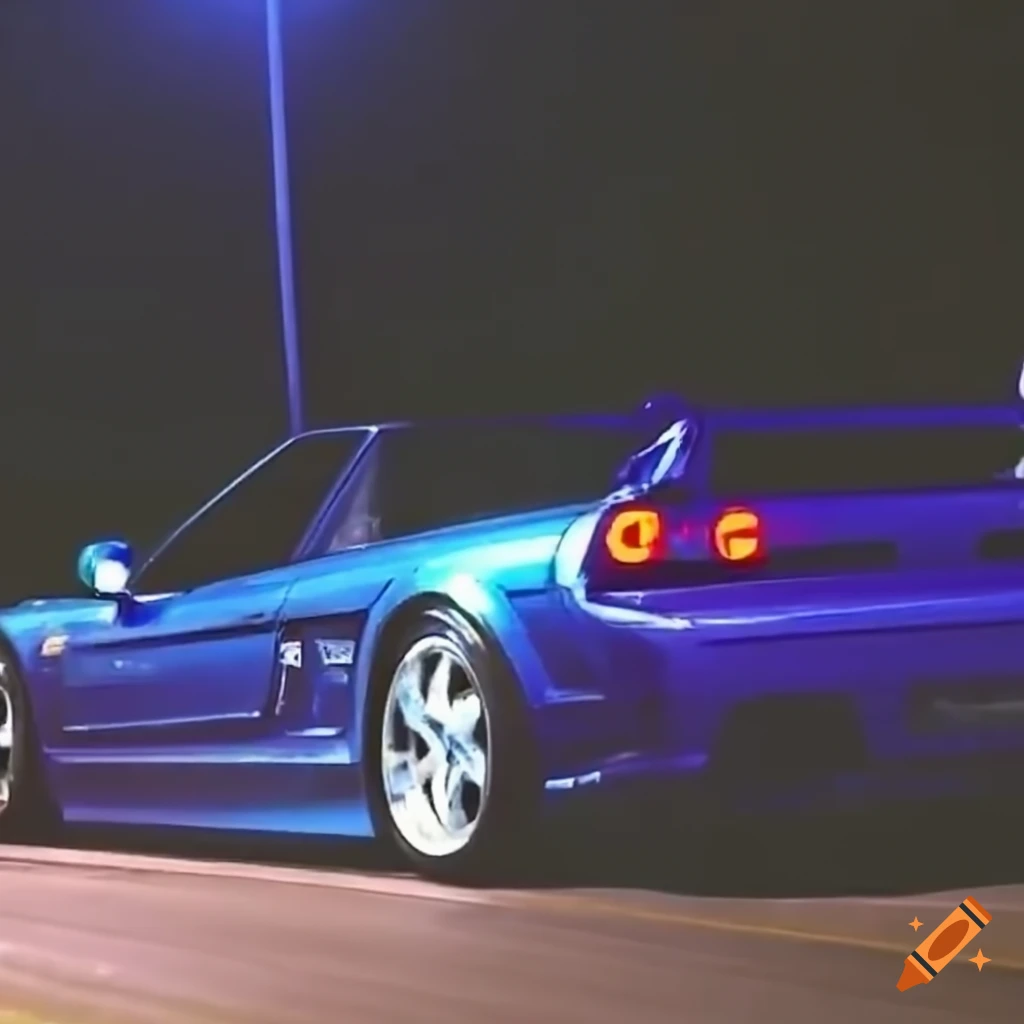 NSX drifting down a toge captured with an old digital camera at night ...