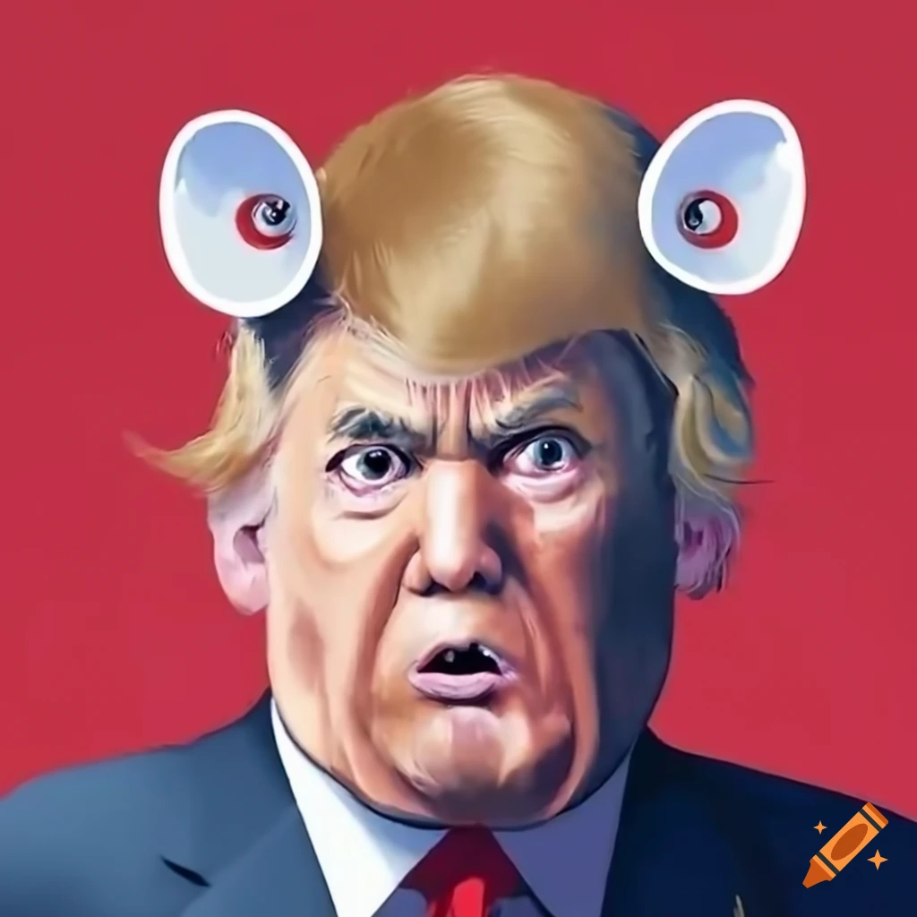 Satirical illustration of a figure in a rat suit at a rally on Craiyon