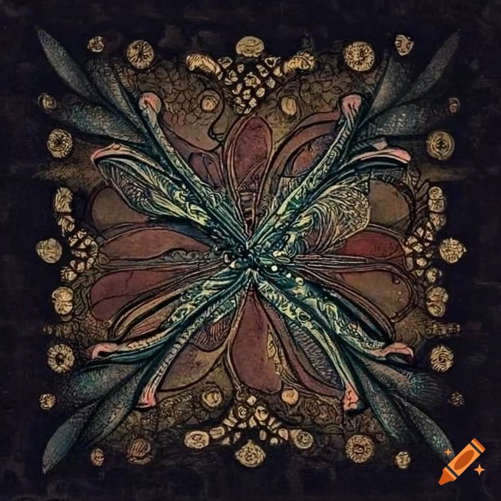 Dragonflies in a whimsical 15th-century German printmaking style on Craiyon