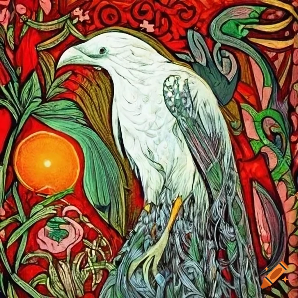 Illustration of a mysterious White Raven with a cloak of iridescent ...