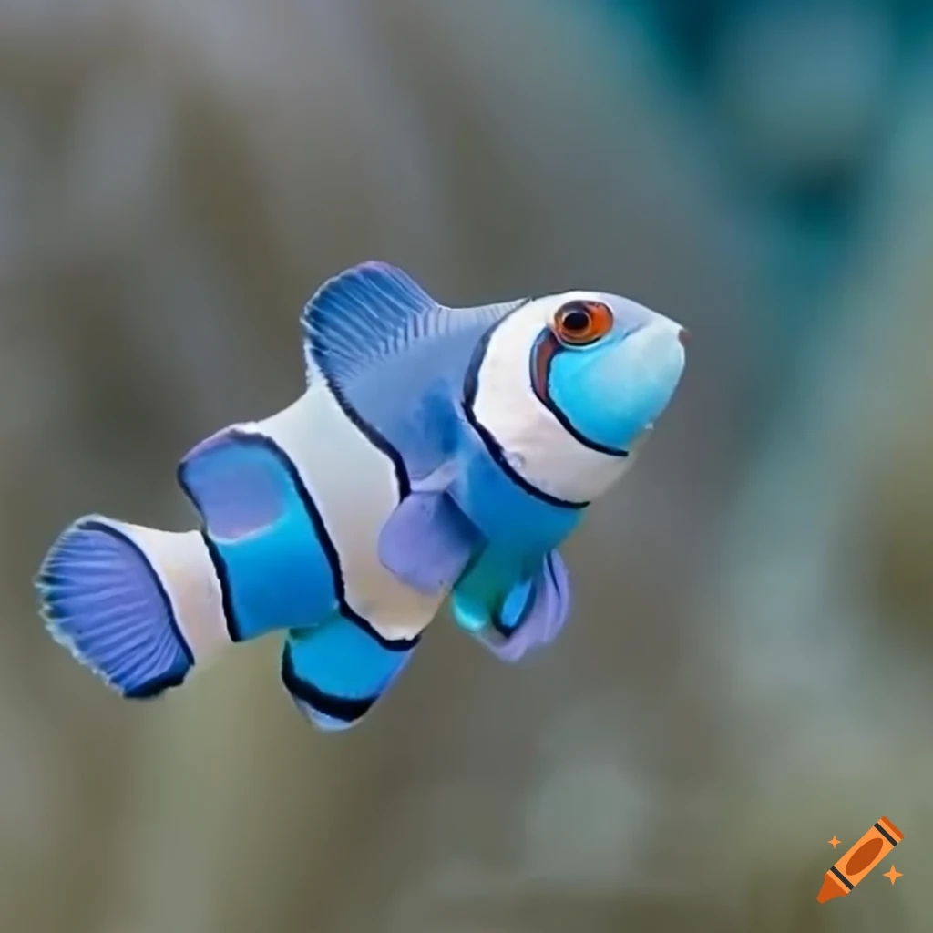 Clown fish in blue and white colors on Craiyon