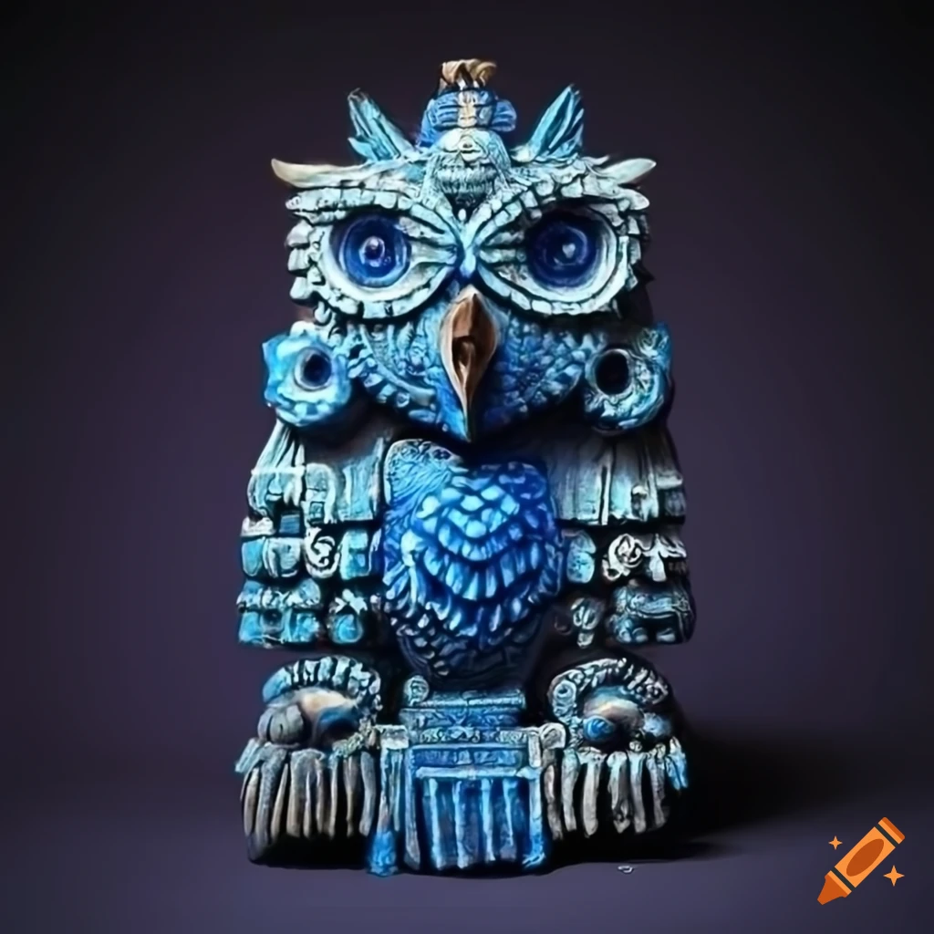 Intricate Aztec sculpture of Tzeentch in owl form on Craiyon