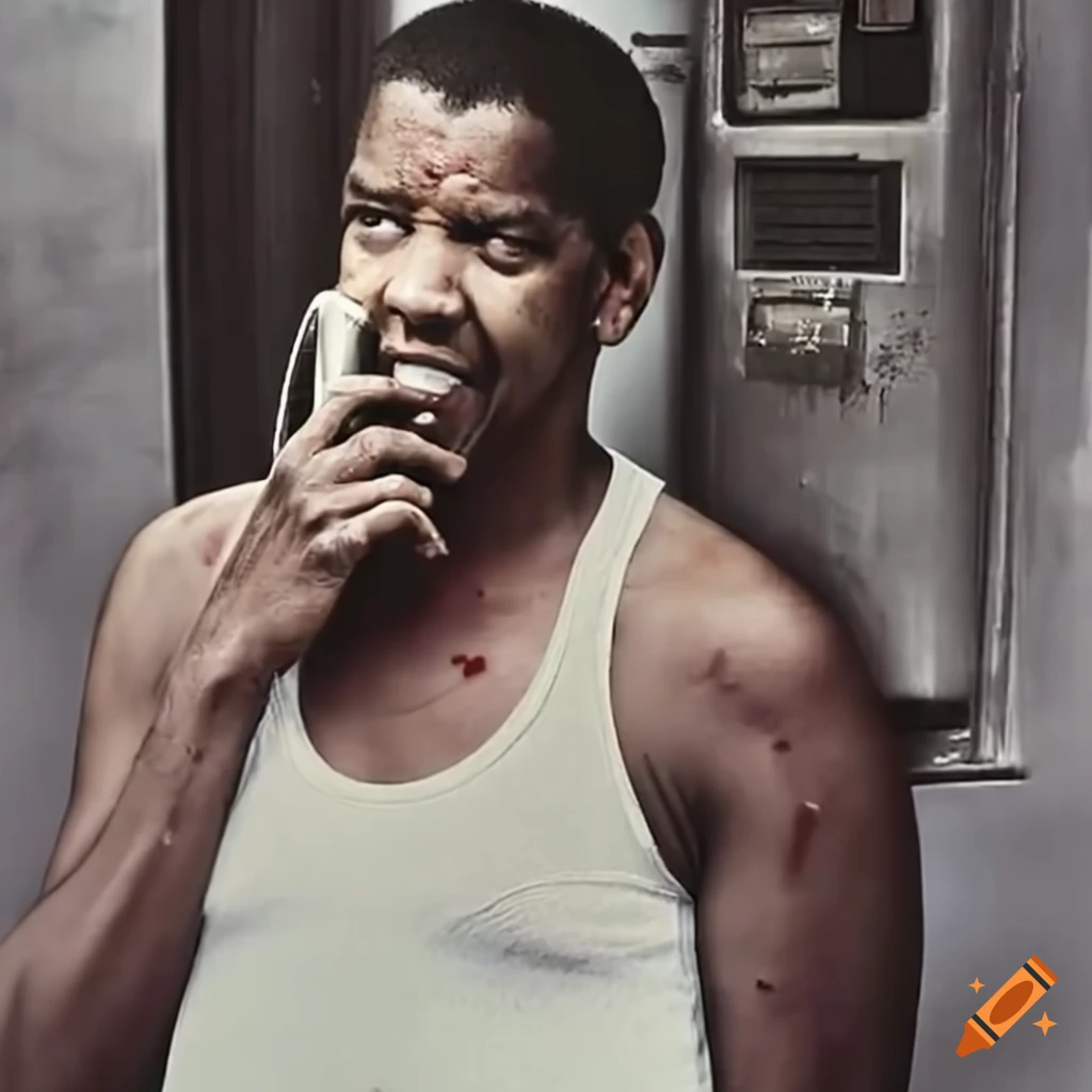 Actor in a dramatic scene at a phone booth on Craiyon