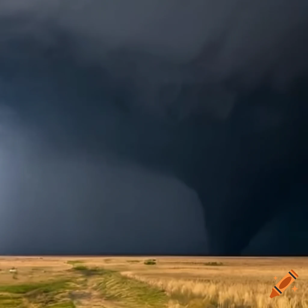 Massive ef5 wedge tornado approaching the plains under dark skies on Craiyon