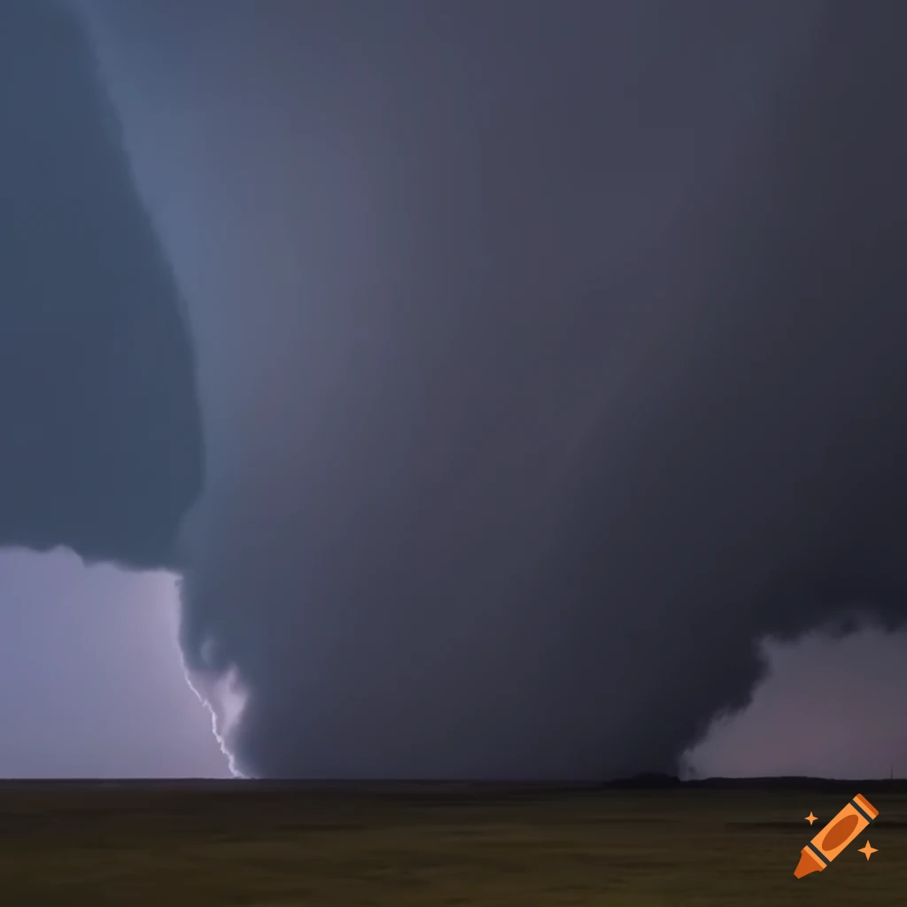 Massive ef5 wedge tornado approaching the plains under dark skies on Craiyon