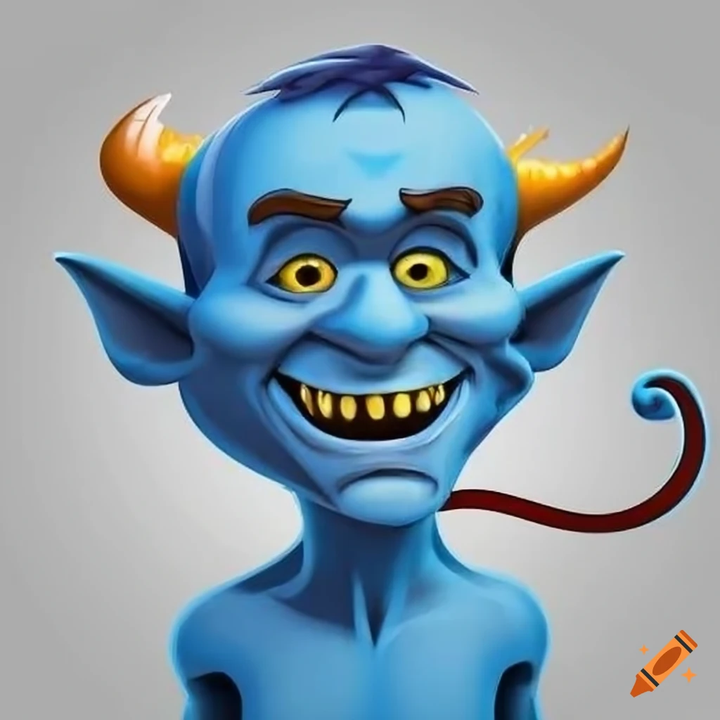 Cartoon blue devil as a jolly roger on Craiyon