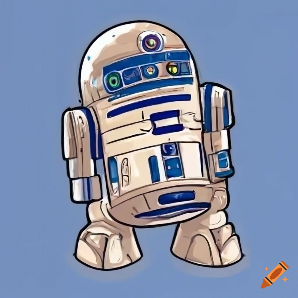 Cute chubby r2-d2 with a happy expression on Craiyon