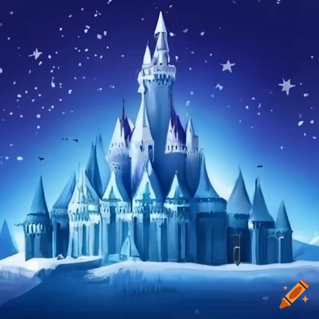 Queen of the snow castle in easy-to-reproduce simplified drawing with ...