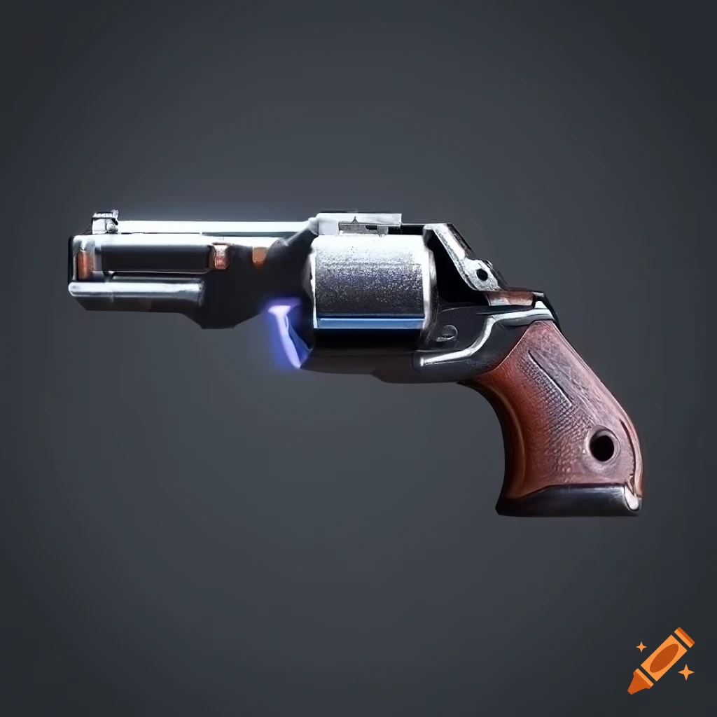 Sci-fi revolver in side view with realistic black detail on Craiyon