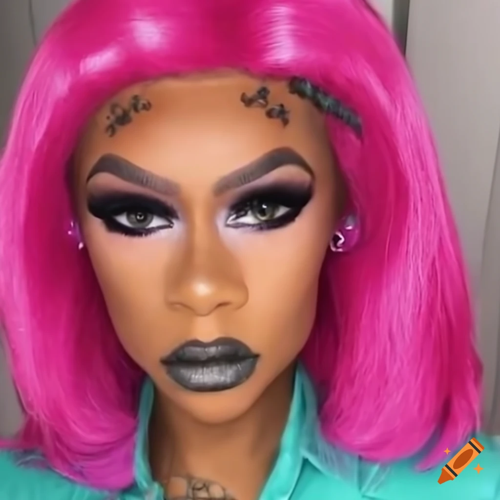 Crazy wig and makeup baddie tutorial on Craiyon