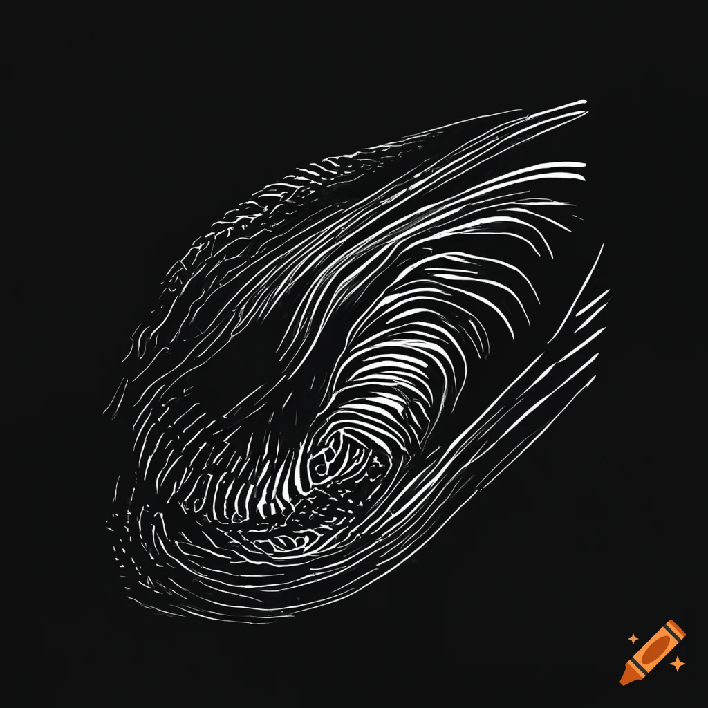 Minimalistic abstract black and white line art of atonal music ...