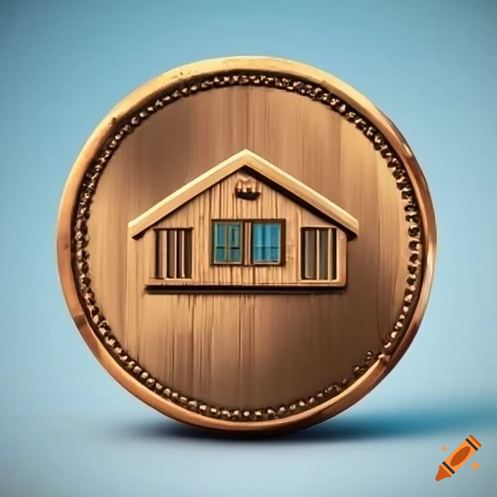 Bronze coin featuring a house design on Craiyon