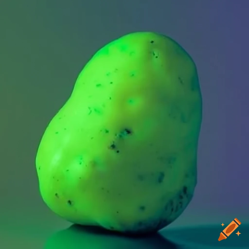 Fresh ripe potato glowing in neon green lights on Craiyon