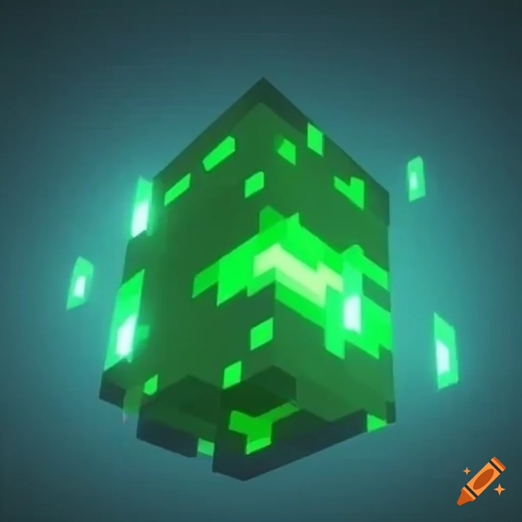 Glowing green quark matter ingot for Minecraft modpack on Craiyon