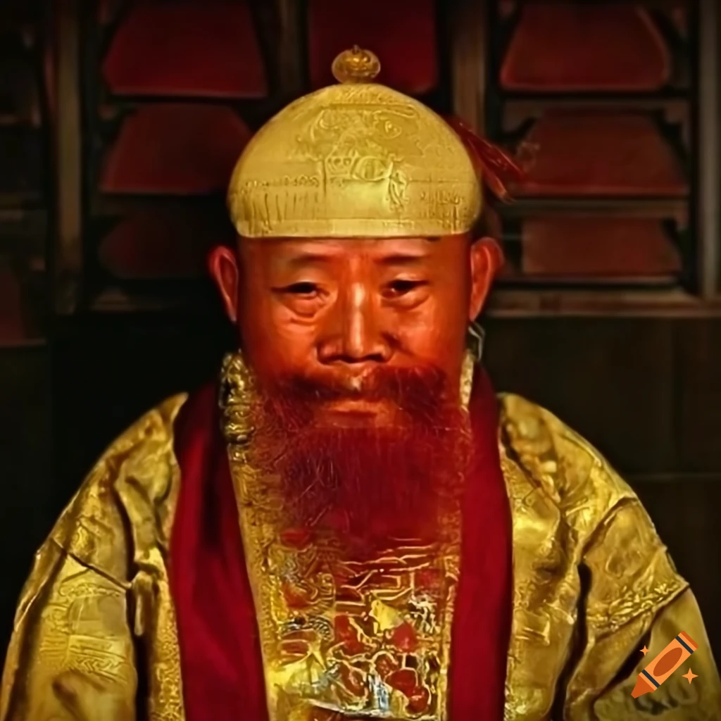 Chinese gold merchant with blonde hair and a dark red beard counting ...