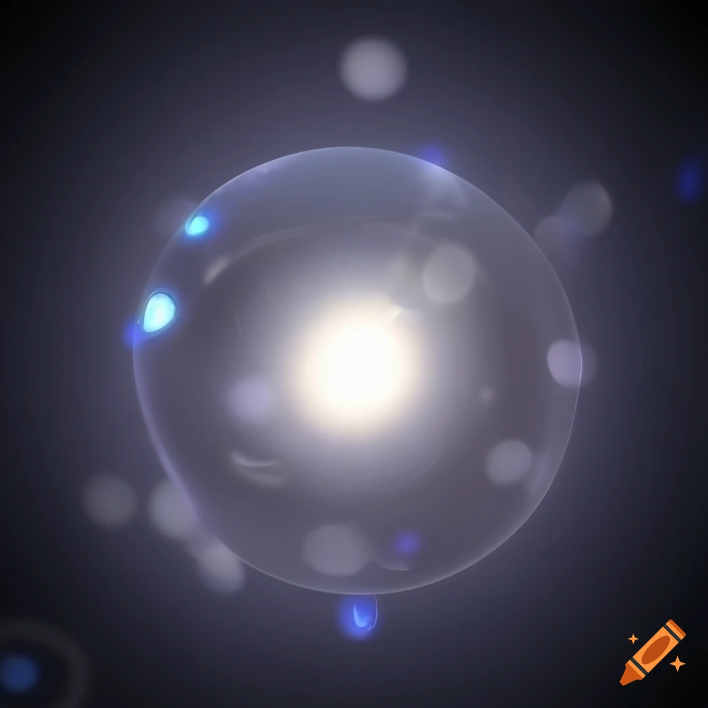 Crystalline energy sphere floating in a white void with divine light ...