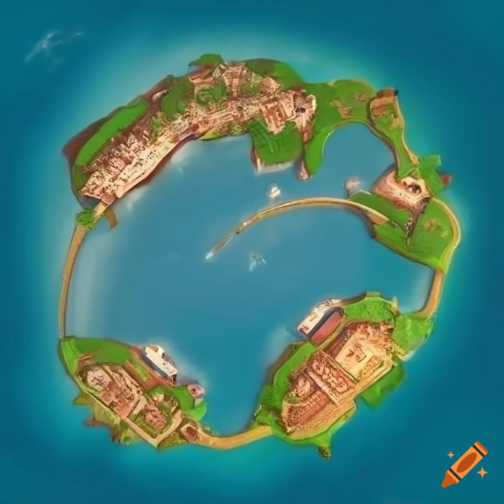 Top view of port isle with old japanese architecture and a focus on its ...