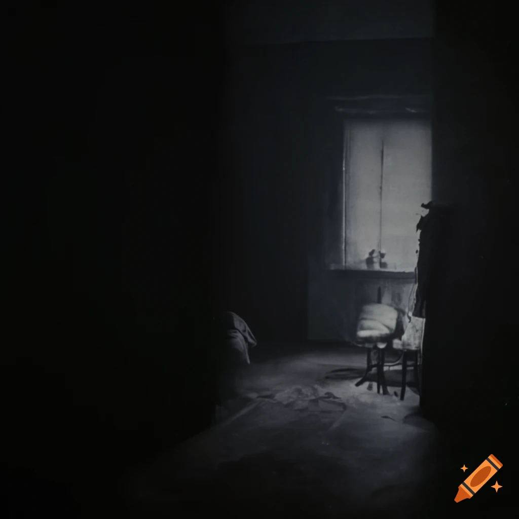 Artist painting a portrait in a dark room on Craiyon