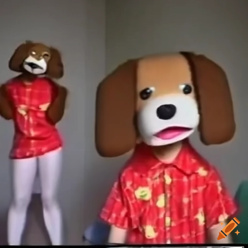 Anthro cartoon dog puppet in baddie cosplay with 80's VHS vibes on Craiyon