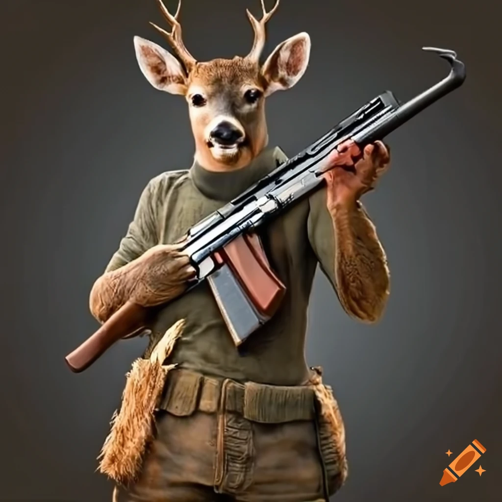 Deer with a rifle on Craiyon