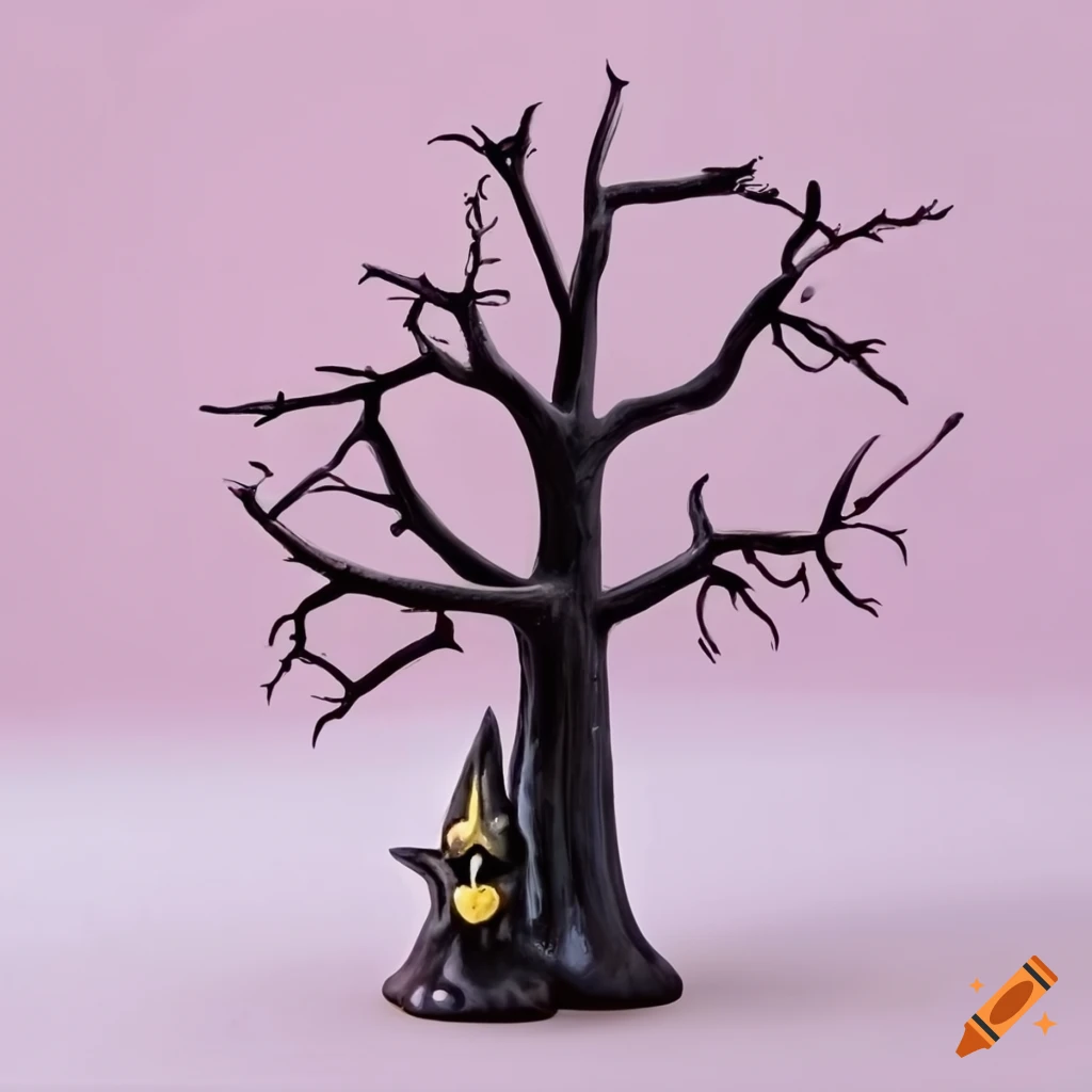 Spooky trees with ceramic branches in Looney Tunes style on Craiyon