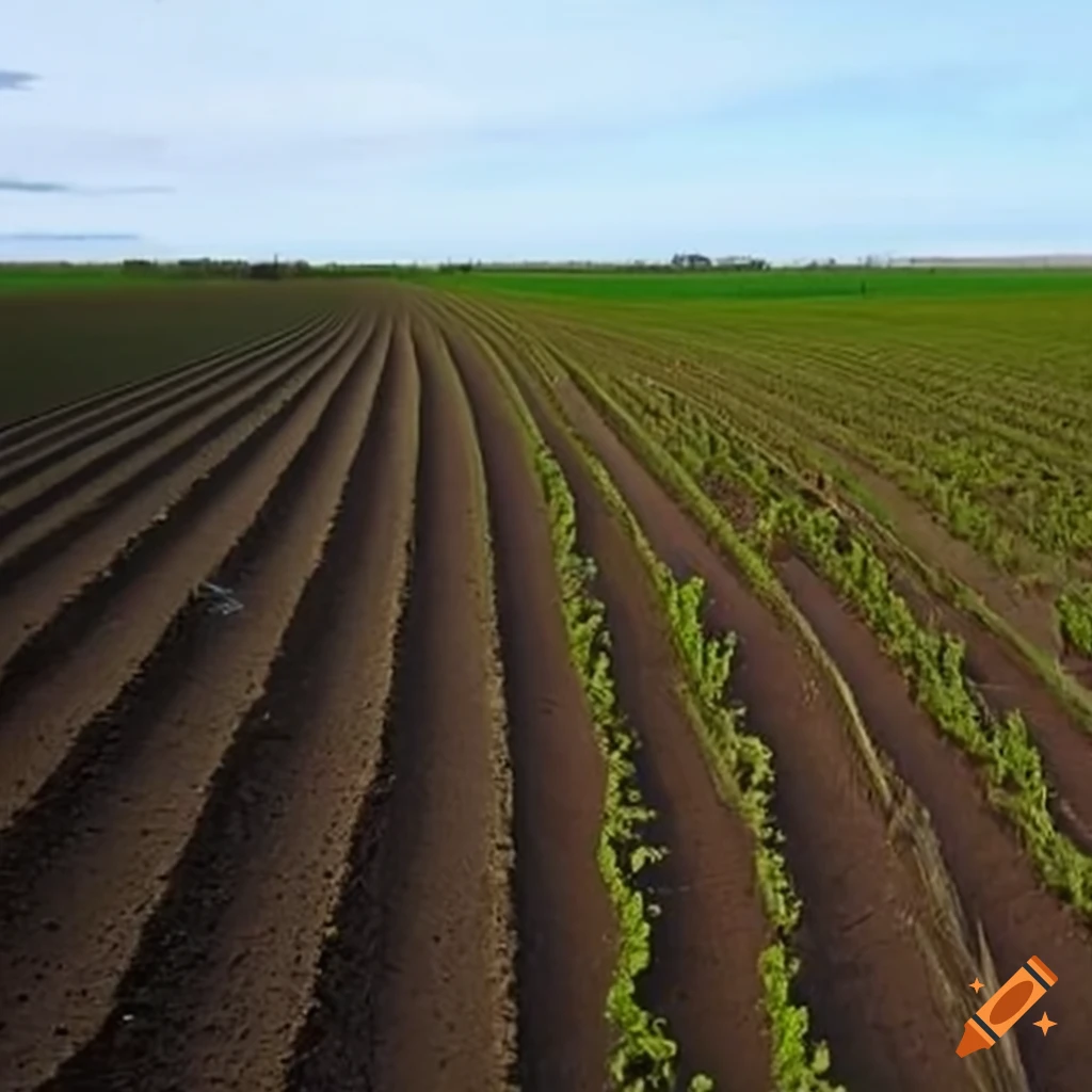Agricultural field damaged by heavy rains and flooding with waterlogged ...
