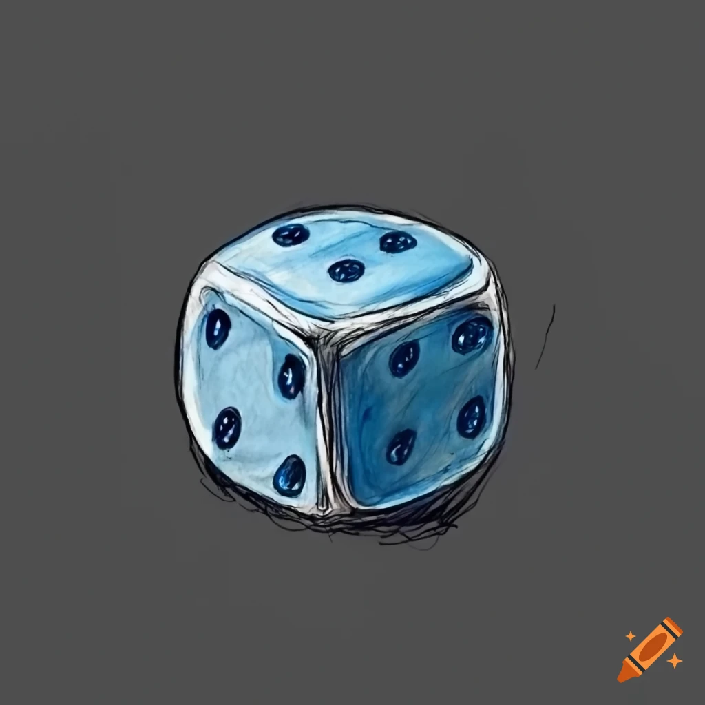 Pair of blue dice outlined in pencil on fire hanging from a string on ...