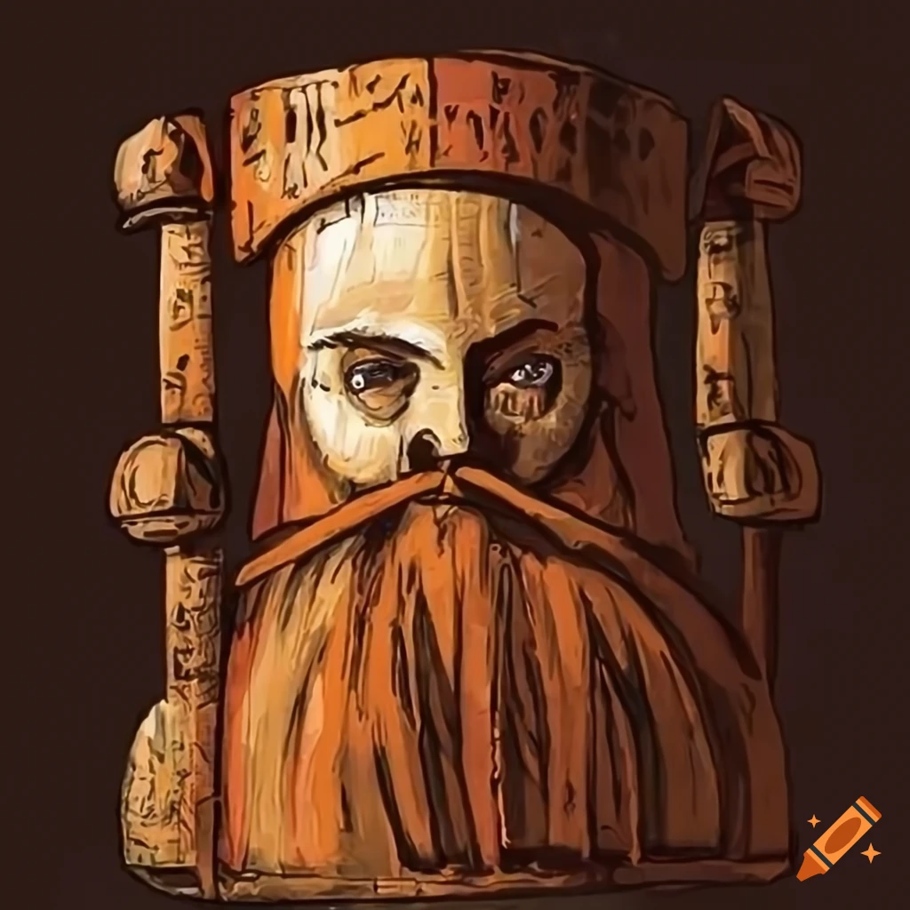 Medieval stick figures socializing around a container of whisky in a ...