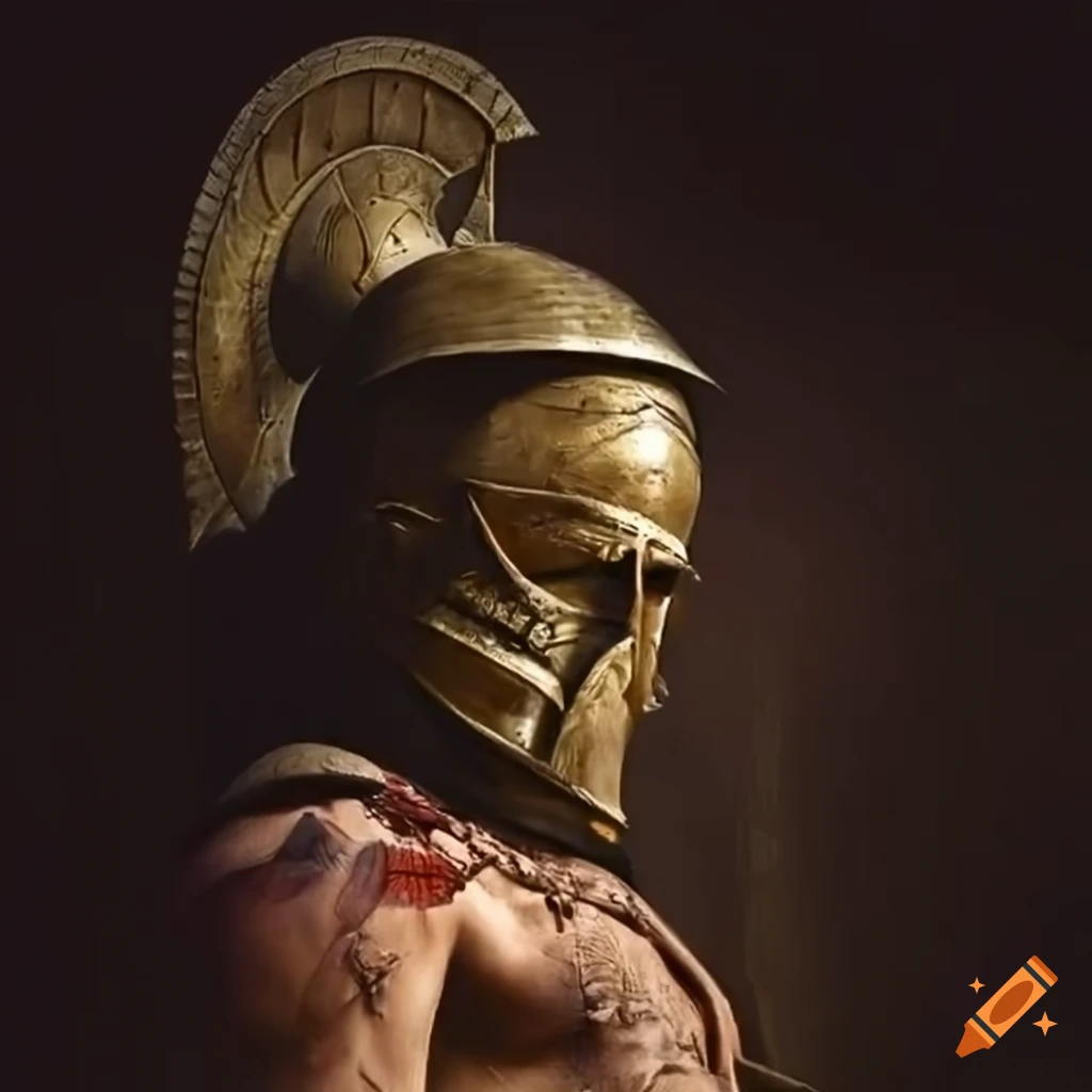 Triumphant gladiator with battle scars acknowledging cheering crowd on ...
