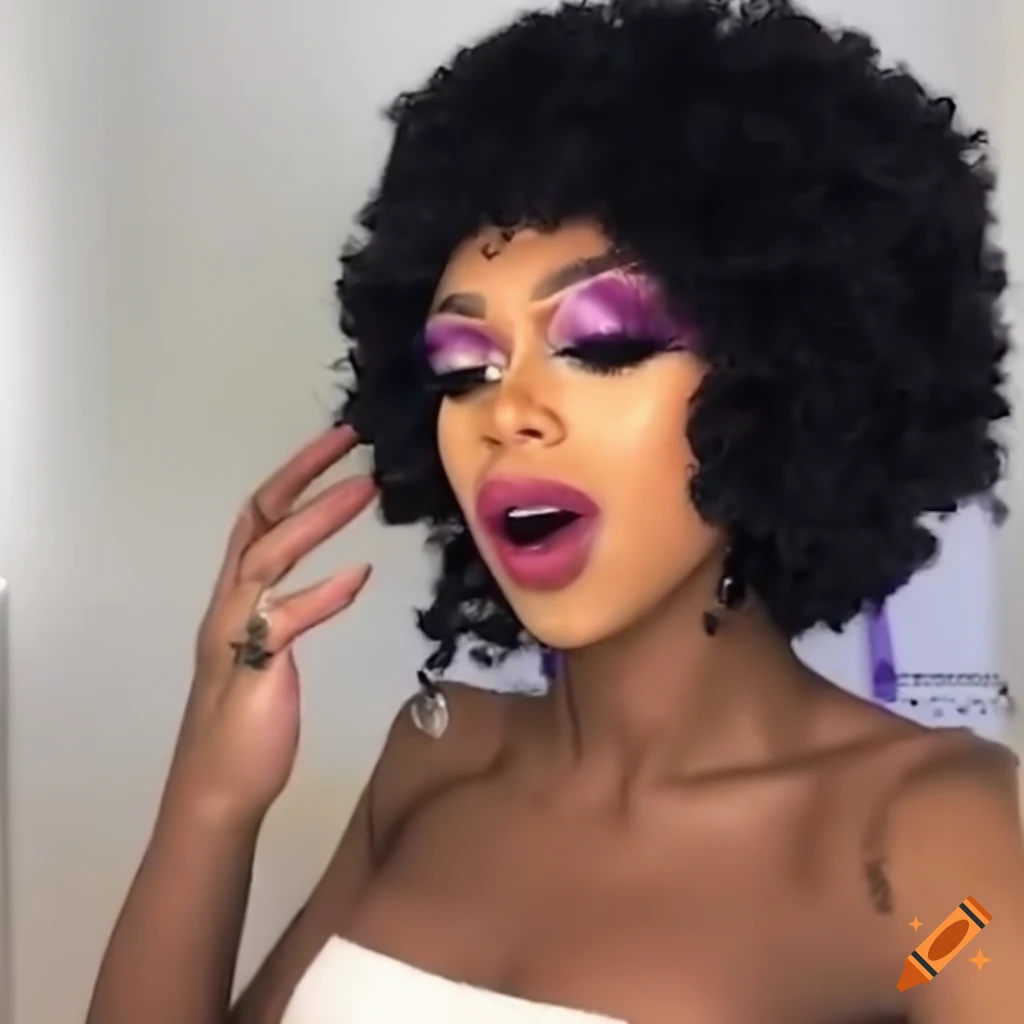 Crazy wig and makeup tutorial for a baddie look on Craiyon