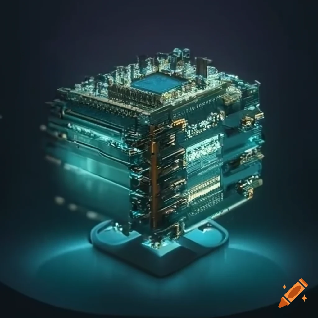 Stunning illustration of CPU, GPU, and FPGA components on Craiyon