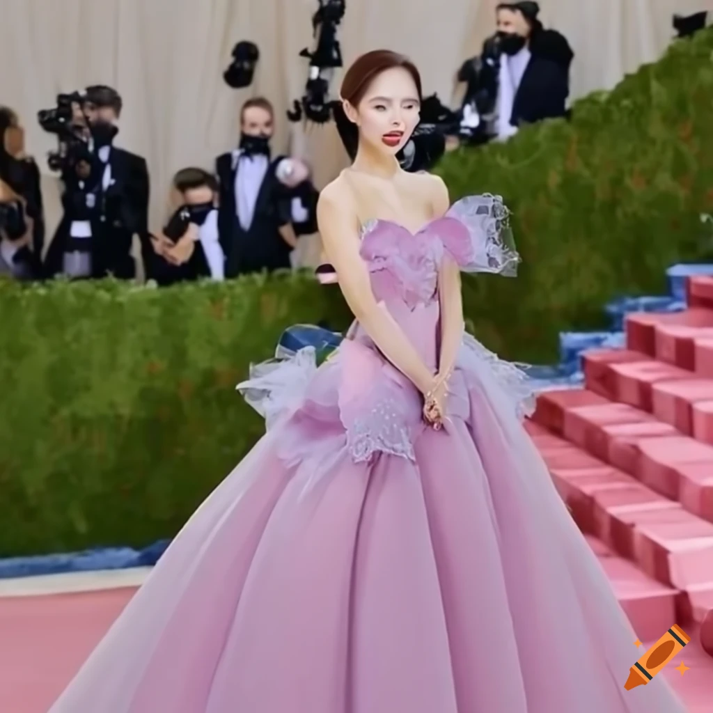 TWICE Nayeon in MET Gala inspired outfit symbolizing growth and new beginnings on Craiyon