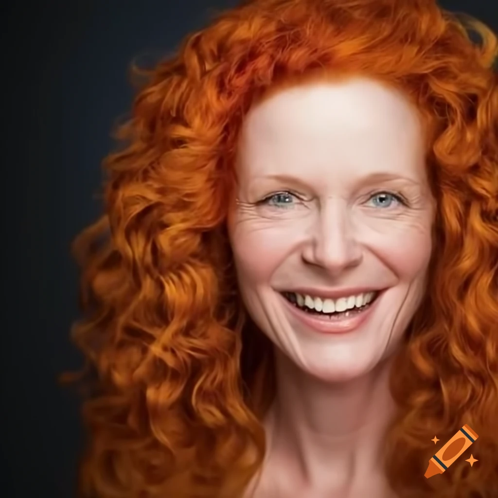 Smiling middle-aged woman with red hair on Craiyon